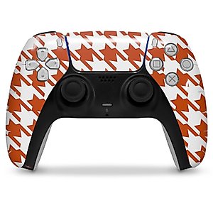 WraptorSkinz Skin Wrap compatible with Sony PS5 DualSense Controller Houndstooth Burnt Orange (CONTROLLER NOT INCLUDED)