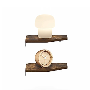 Furinno Rossi Hexagon Corner Floating Shelves, Wall Mount Display Shelf, Amber Pine, Set of 2