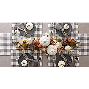 DII Buffalo Check Collection, Classic Farmhouse Tabletop Set, Placemat Set, 13x19, Gray & White, 6 Piece