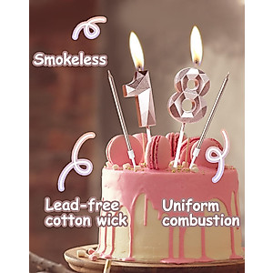 Rose Gold Birthday Candles Number 60 Candle with 6pcs Long Birthday Candles, Birthday Candles for Cake,60th Birthday Party Decorations Women Men Cake Topper Wedding Anniversary Celebration Supplies