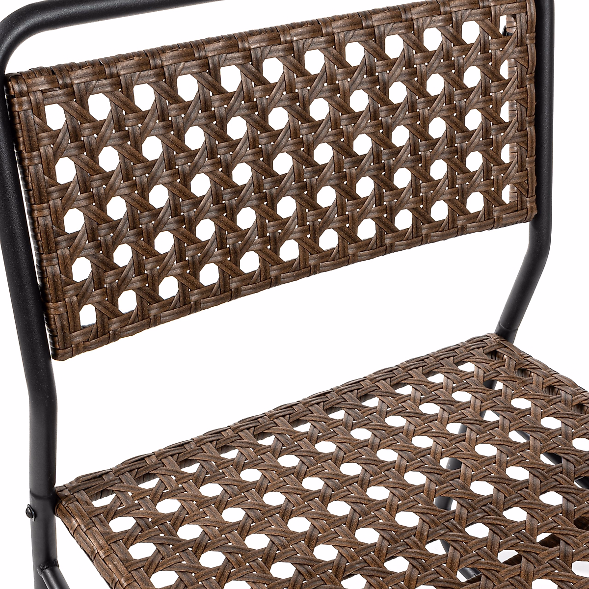 JONATHAN Y LVG1100B-3SET Freja 3-Piece Mid-Century Modern Faux Rattan Conversation Outdoor Patio Set Scandinavian, Classic, Transitional, Bohemian, Traditional, Black/Brown