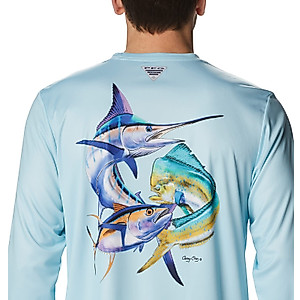 Columbia Men's Terminal Tackle PFG Carey Chen Long Sleeve, Spring Blue/Offshore Slam, X-Large