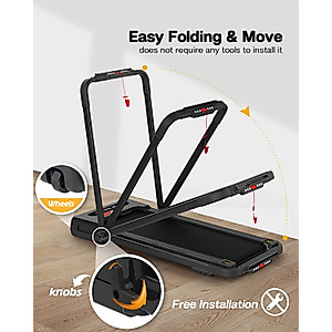 FYC Under Desk Treadmill - 2 in 1 Folding Treadmill Desk Workstation for Home 300LBS Weight Capacity, 3.5HP Free Installation Foldable Treadmill Compact Electric Running Machine for Office, Black