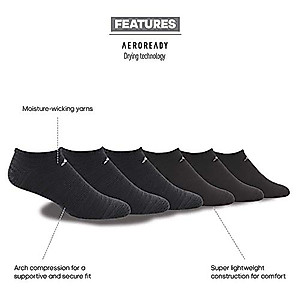 adidas Men's Superlite No Show Socks (6-Pair), Black-nightGreySpaceDye/White|Black/Onix, Large