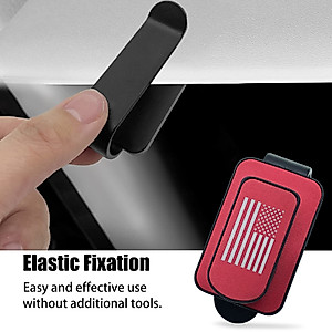 Sunglass Holder for Car Visor, Multi-Function Ticket Card Clip Upgrade Metal Flag Personality Modeling for Car SUV Truck, American Flag Ticket Card Glasses Clip(Black/Red)