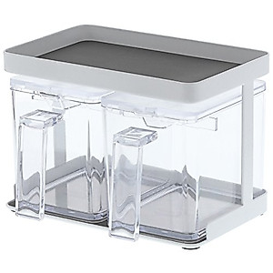 YAMAZAKI Home Pantry Canisters with Rack-Kitchen Container Organizer | Steel + Plastic | Food Storage, One Size, White
