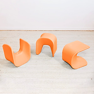 ECR4Kids Wave Seat, 14in - 15.1in Seat Height, Perch Stool, Orange, 2-Pack