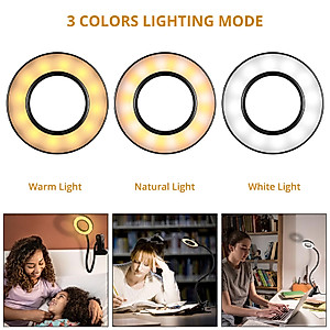Woputne Desk Lamp Clip on Lamp, Clamp Lamp for Video Conference Lighting, Desk Light for Home Office, USB Reading Lamp Flexible Ring Light for Headboard, Computer Webcam, Zoom Meeting