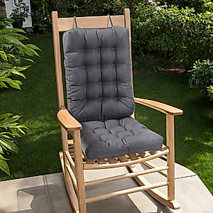 VCOMSOFT Rocking Chair Cushion, Non-Slip,Memory Foam Filled,Cushions Set for Indoor,Dining-Room,Patio Furniture Suitable for Large Chair(Dark Grey)