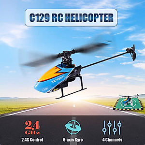 GoolRC C129 RC Helicopter for Adults and Kids, 4 Channel 2.4Ghz Remote Control Helicopter with 6-Axis Gyro, Aileronless RC Aircraft with Altitude Hold and 3 Batteries (Blue)