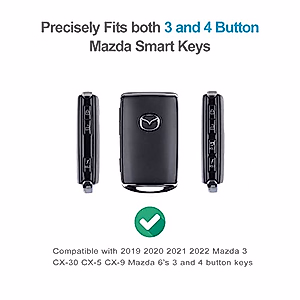 Autobase Remote Key Fob Silicone Case Cover for 2019 2020 2021 2022 Mazda 3 6 CX4 CX5 CX8 CX9 CX-30 Mazda 3 Hatchback | Car Key Protection Accessory (Black)