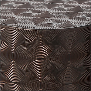 Brown Metal Tall Slim Abstract Pedestal Table with Grooved Shell Design (Set of 4) Silver Industrial Iron