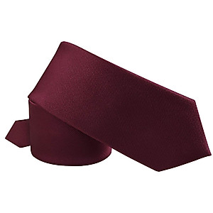 GUSLESON 6cm Burgundy Slim Necktie for Men Wine Red Solid Skinny Tie (0973-11)
