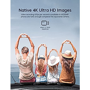 WOLFANG GA420 Action Camera 4K 60FPS 24MP WiFi Waterproof Underwater Camera 3.0 EIS Stabilization 8X Zoom Helmet Camera (External Microphone, Remote Control, 2x1350mAh Batteries and Accessory Kit)