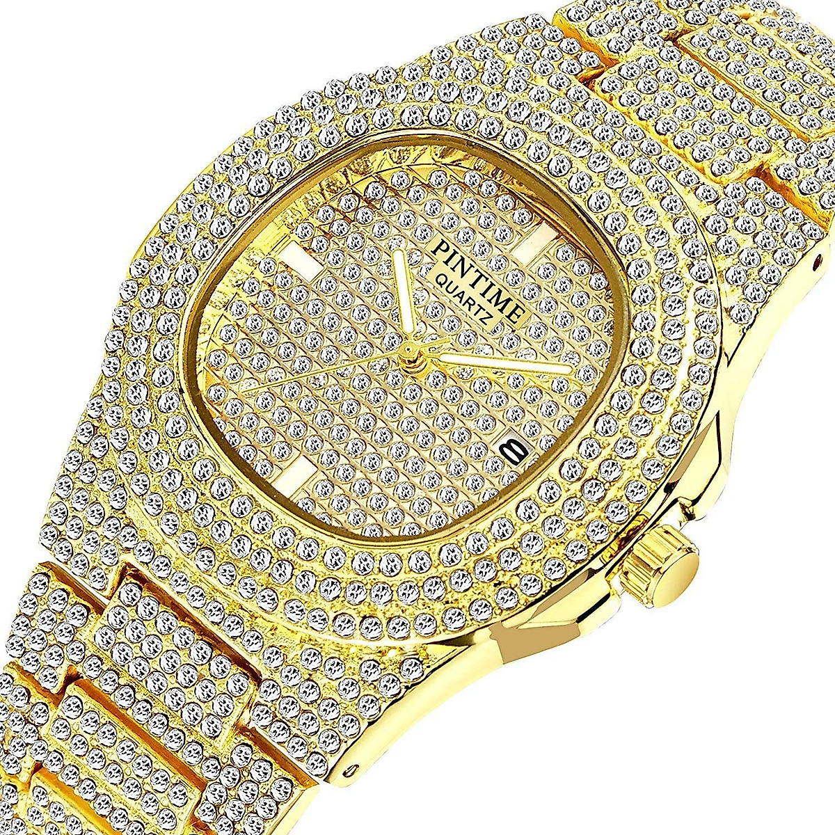 Luxury Unisex Watch Crystal Diamond Watches Big Face Women's Men's Quartz Watch Gold Color Silver Color Rose Gold Color Stainless Steel Wrist Watch (Gold)