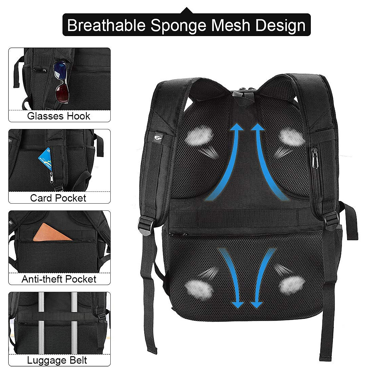 NEWHEY Laptop Backpack 17 Inch Business Travel Backpacks for Men Women Extra Large Waterproof TSA Anti Theft College Bookbags with USB Charging Port 17.3 Gaming Computer Backpack 45L, Black