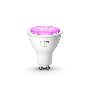 Philips Hue White & Color Ambiance LED Smart GU10 Bulb, Bluetooth & Zigbee Compatible (Hue Hub Optional), Voice Activated with Alexa, 1 Bulb