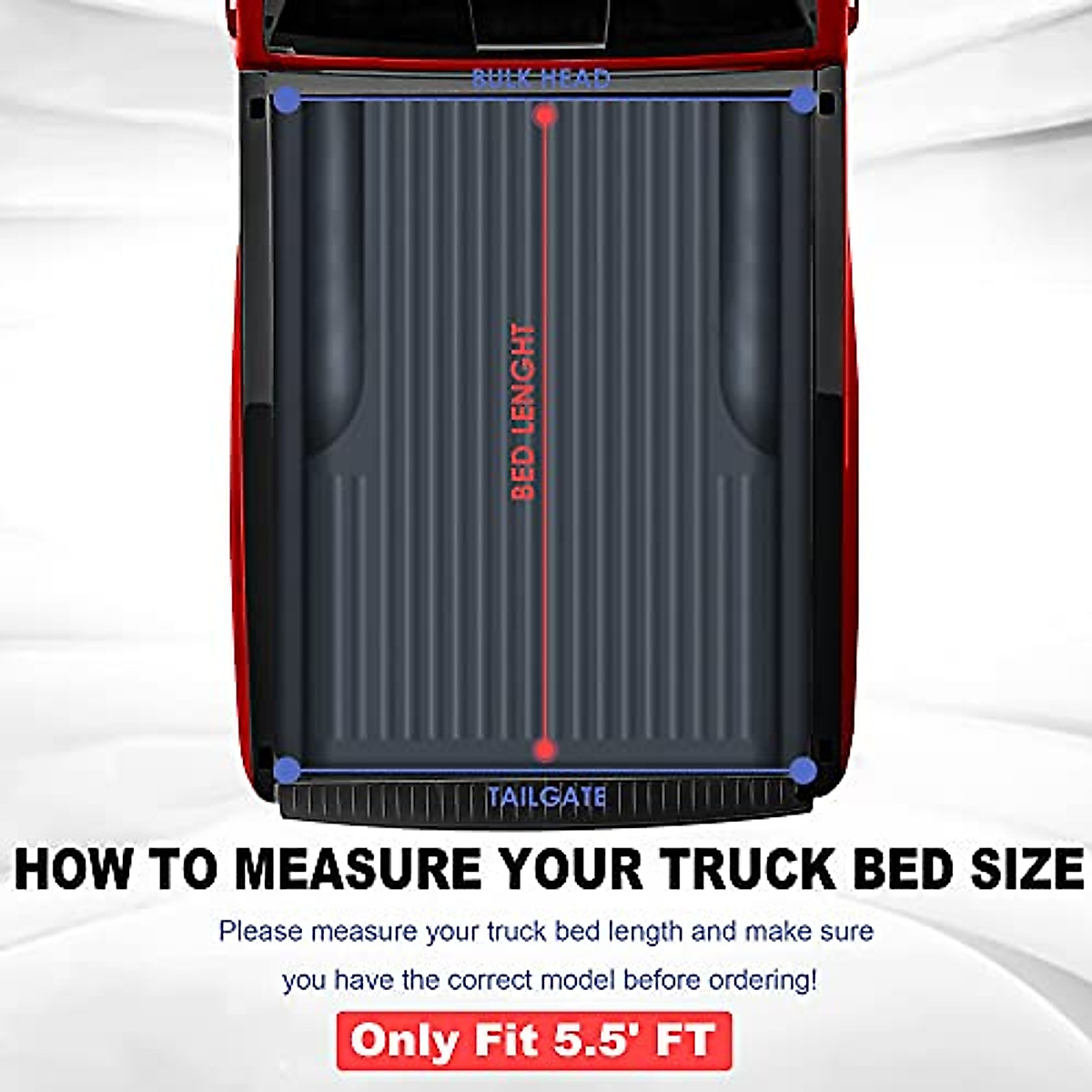 MOSTPLUS Tri-Fold Soft Truck Bed Tonneau Cover On Top Compatible with 2015-2022 Ford F150 F-150 Bed 3 Fold Styleside (5.5 FT Feet Bed)