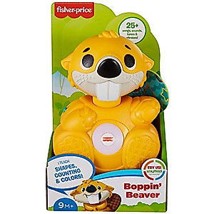 Fisher-Price Linkimals Baby & Toddler Learning Toy Boppin’ Beaver With Interactive Lights & Music For Ages 9+ Months,Yellow