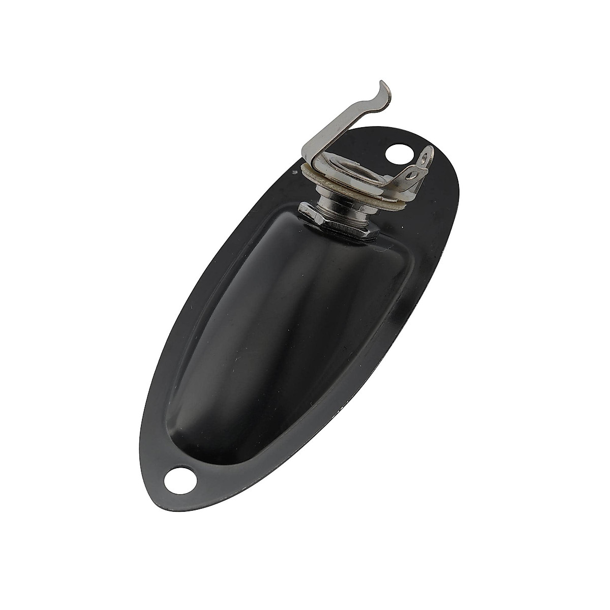 Musiclily 1/4 Inch Boat Style Loaded Guitar Input Jack Socket Plate Output Jack for Fender Stratocaster Strat Electric Guitar, Black