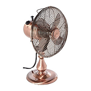DecoBREEZE Oscillating Table Fan, 3-Speed Portable Fan, Copper, Antique Fan, 10 inches