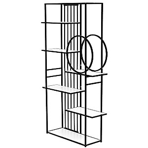 JIVOIT 70.9" Tall Open Bookshelf with Black Metal Frame, Industrial Style 6 Tiers Home Office Bookcase with Round Metal Frame Design, Book Shelves Storage Bookshelf Furniture