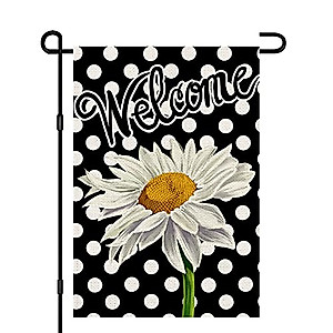 Welcome Daisy Garden Flag 12 x 18 Inch Double Sided Outside, Spring Summer Seasonal Holiday Yard Outdoor Decoration DF250