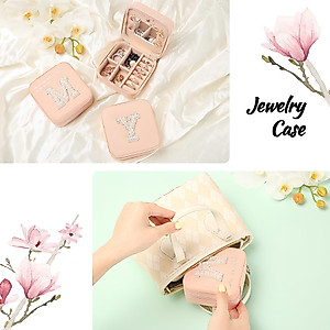 6 Pcs Personalized Travel Jewelry Boxes With 26 Letters (A-Z) DIY Your Letters Custom Feminine Gifts Mini Jewelry Boxes Earrings Rings And Necklaces Mirror Gifts For Moms Ladies Girls And Bridesmaids