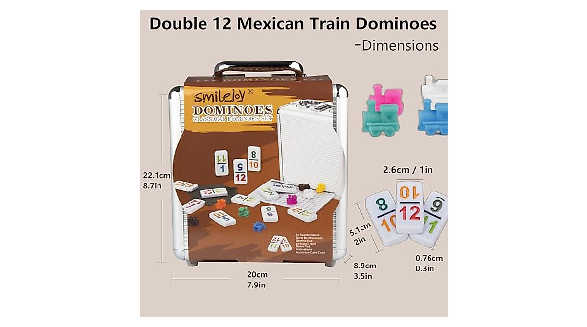 Smilejoy Double 12 Colorful Number Dot Dominoes, Mexican Train Domino ...