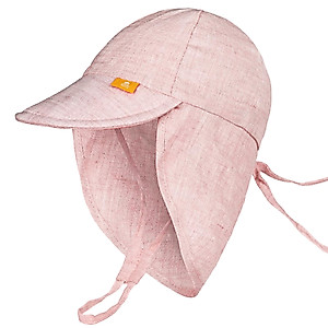 Baby Sun Hat Summer Baby Hats with Neck Flap Linen Breathable Infant Boy Girl Sun Hat Lightweight Packable Baby Swim Hat Pink