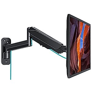 MOUNT PRO Single Monitor Wall Mount for 13 to 32 Inch Computer Screens, Gas Spring Wall Monitor Arm Holds Up to 17.6lbs, Full Motion Adjustable Wall Monitor Mount, VESA Mount 75x75, 100x100