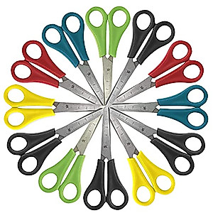 Kids Scissors Classroom Set 12 Pack of Scissors 5 Inch Blunt Tip Kids Safety, Bulk Pack of Scissors Perfect for School & Craft Projects (12 Pack)