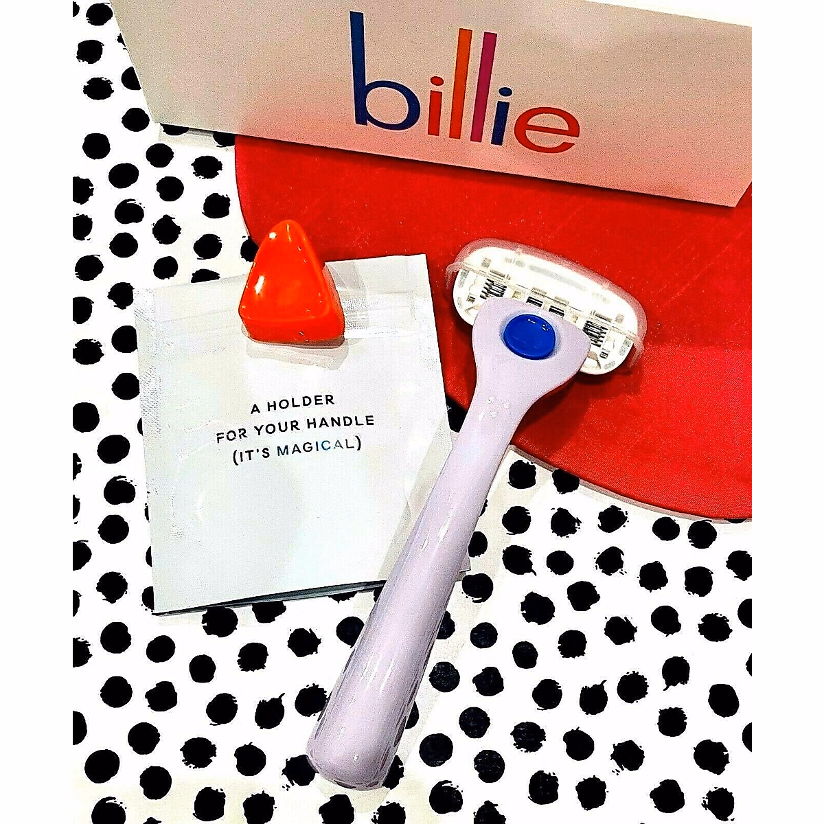 BLESS LINEN Billie Shaving Razor Start Set - with 2x 5-Blade Cartridges and the Magic Holder - DreamPop Color, 4 Piece Set