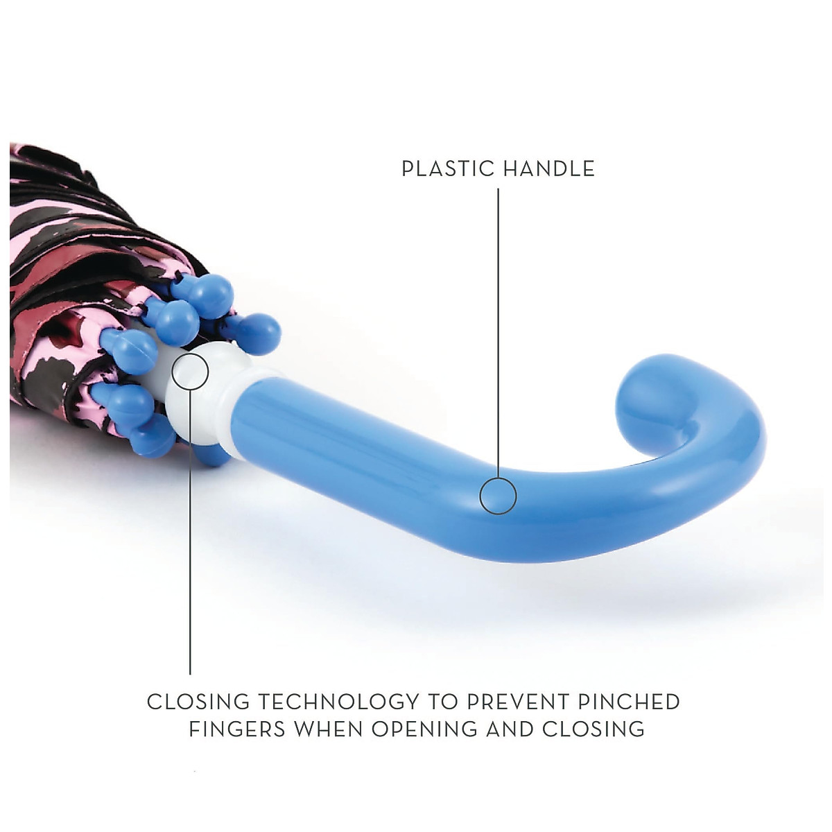 ShedRain Kids Umbrella for Girls & Boys - Pinch-Proof, Easy Grip Handle - Compact Children's School & Travel Umbrella with Large 38" Dome, Heavy Duty Steel Shaft & Fiberglass Ribs (Riley Cat)