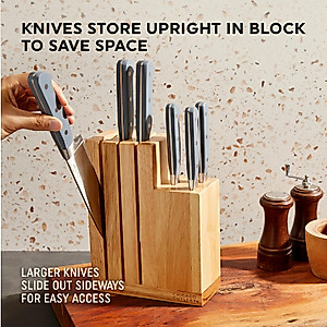 Chicago Cutlery Halsted (7-PC) Steak Knives & Wooden Block Set, Ergonomic Handles and Sharp Stainless Steel Professional Chef Cutlery Set