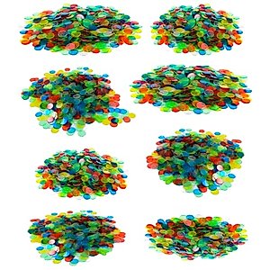 Regal Bingo Plastic Bingo Chips 1000 Pcs - Clear Transparent Counters Game Chips Set for Board Game - Fun Family Bingo Night - 3/4 Inch Assorted Colors - 5 Packs