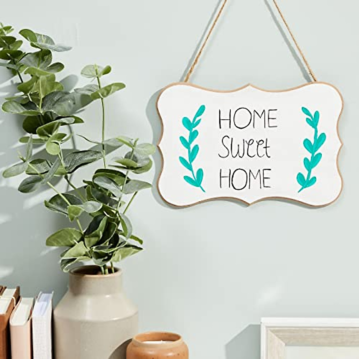 6-Pack of Unfinished MDF Hanging Wood Plaques for Crafts with Jute Rope, Blank 9x6-Inch, 1/4-Inch Thick Wooden Sign for DIY Painting, Art Projects, Home Decor, 3 Designs