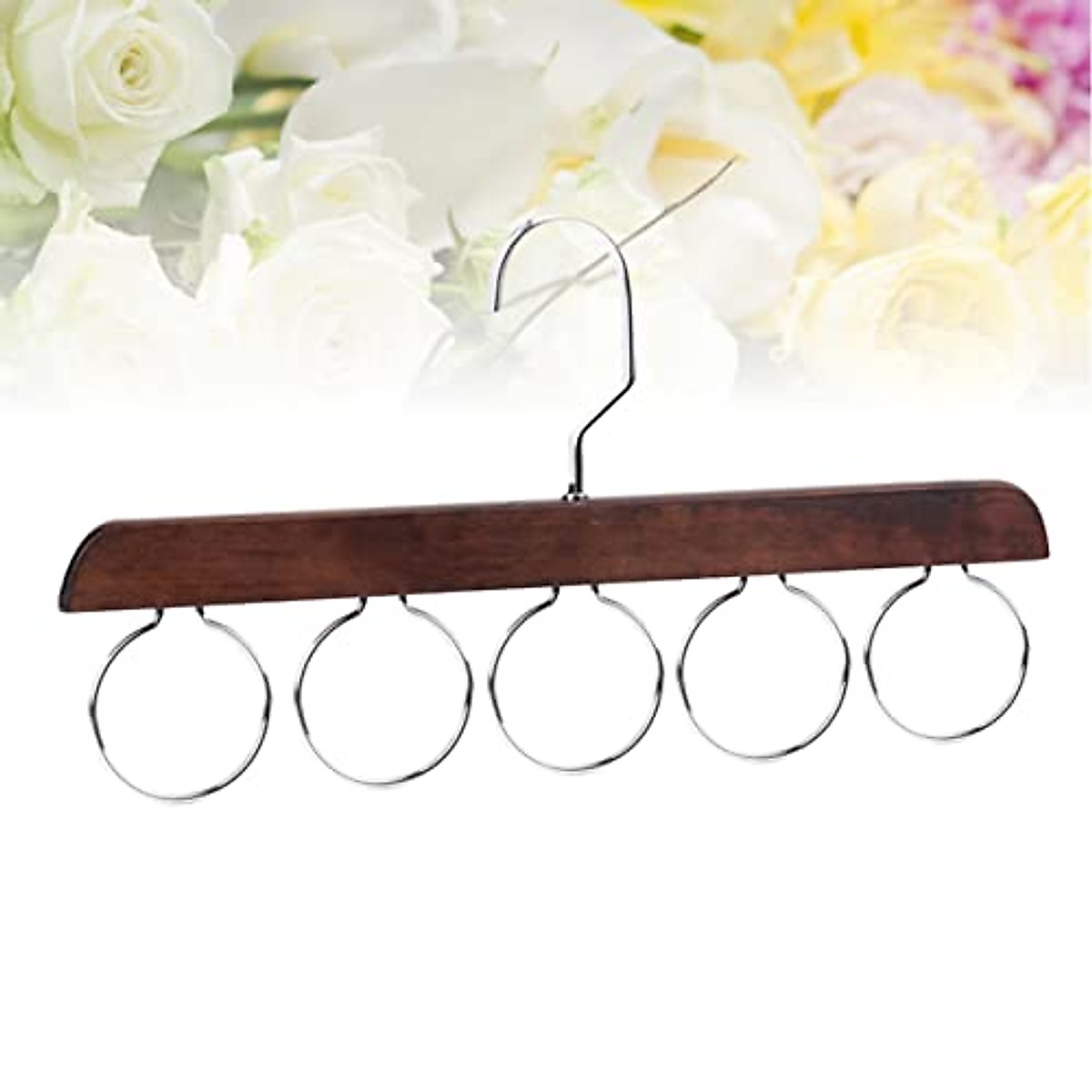 Zerodeko 3pcs Multifunctional Wooden Scarf Closet Organizer Hanger Ties Belts Shawls Holder Rack with 5 Loops (Retro Color)