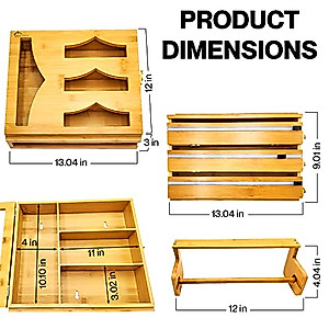 Star House 8 in 1 Ziplock Bag Storage Organizer for Kitchen Drawer, with wax, foil and plastic wrap Dispenser and Napkin holder. Compatible with Gallon, Quart, Sandwich and Snack Variety Size Bag