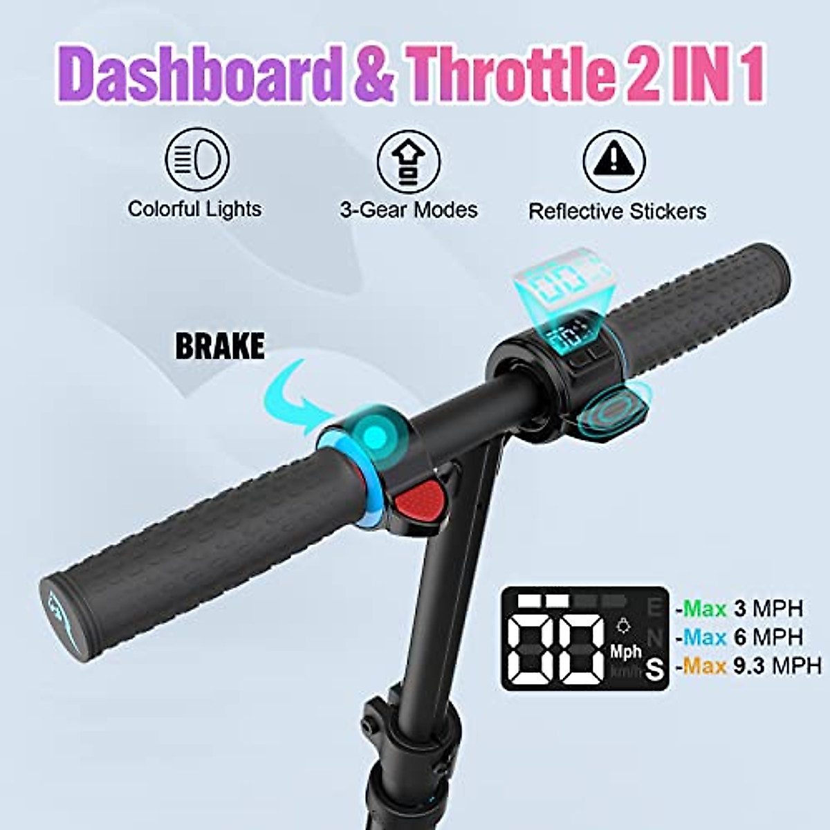 EVERCROSS EV06C Electric Scooter, Foldable Electric Scooter for Kids Ages 6-12, Up to 10 MPH & 5 Miles, LED Display, Colorful LED Lights, Lightweight Kids Electric Scooter (Black Blue)…