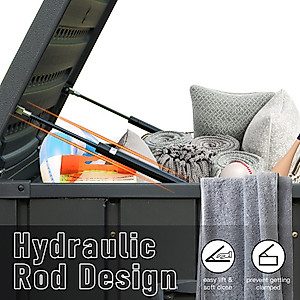 Domi 120 Gallon Outdoor Deck Box, Steel Tool Waterproof Lockable Storage Container with Resin Lid for Outside Cushions, Garden Tools and Pools Equipment (Gray)