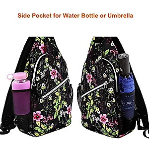 MOSISO Sling Backpack,Travel Hiking Daypack Periwinkle Crossbody Shoulder Bag, Black