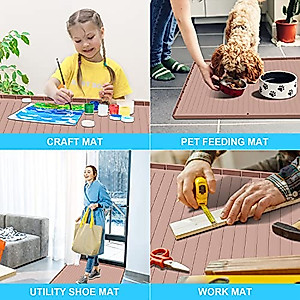 Under Sink Mat, 34" x 22" Under Sink Mats for Kitchen Waterproof - Silicone Under Sink Liner Drip Tray with Drain Hole, Sink Cabinet Protector Mat for Kitchen & Bathroom (Khaki)