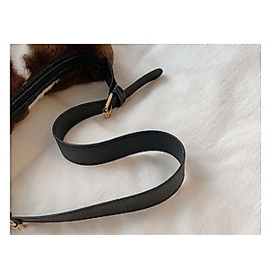 Women Fluffy Faux Fur Cow Print Shoulder Bag Clutch Purse Underarm Handbag Satchel Zipper Tote Bag Purse