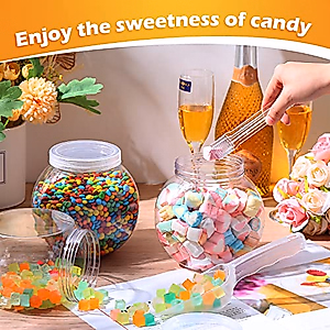 6 Pcs 51 oz Plastic Candy Jars for Candy Buffet Candy Bar Containers for Party with 6 Candy Scoops and 6 Plastic Tongs Clear Cookie Jars with Lids for Table Buffet Bar Sugar Party Display Office Desk