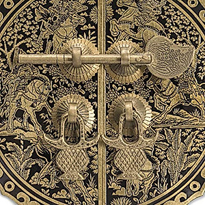 Hardware Philosophy Brass Six Horses Cabinet Face Plate Backplate Hardware Set 5.5"