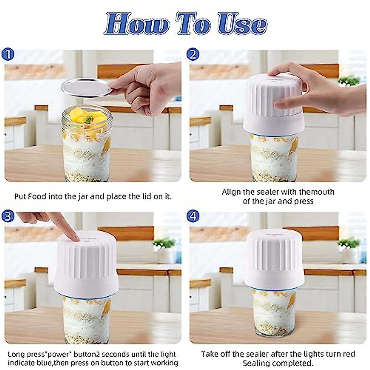 Electric Mason Jar Vacuum Sealer for Wide & Regular-Mouth Jar and Accessory Hose Compatible with FoodSaver Vacuum Sealer and Vacuum Container, Wine Vacuum Stoppers, Vacuum Sealer Kit for Wine Food Storage and Fermentation