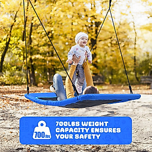 Trekassy 700lb Giant 60" Skycurve Platform Tree Swing for Kids and Adults with 2 Hanging Straps-Blue