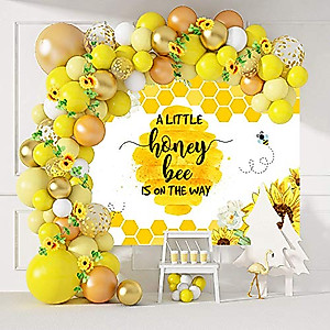 Mocsicka Bee Backdrop for Baby Shower Boy Girl Sweet As Can Bee Gender Reveal Party Decoration A Sweet Little Honey Bee is on The Way Honeycomb Bumblebee Party BannerBackground (7x5ft (82x60 inch))