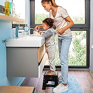 Delxo 9 Inch Folding Step Stool in Black,1 Pack Premium Heavy Duty Foldable Stool for Kids,Portable Collapsible Plastic Step Stool,Non Slip Folding Stools for Kitchen Bathroom Bedroom